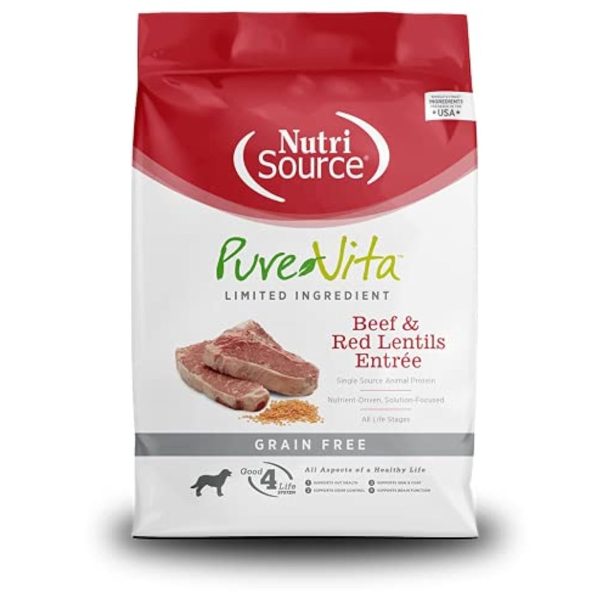 Nutri Source Pure Vita Grain Free Beef & Red Lentils, 5-Pound Dry Dog ...