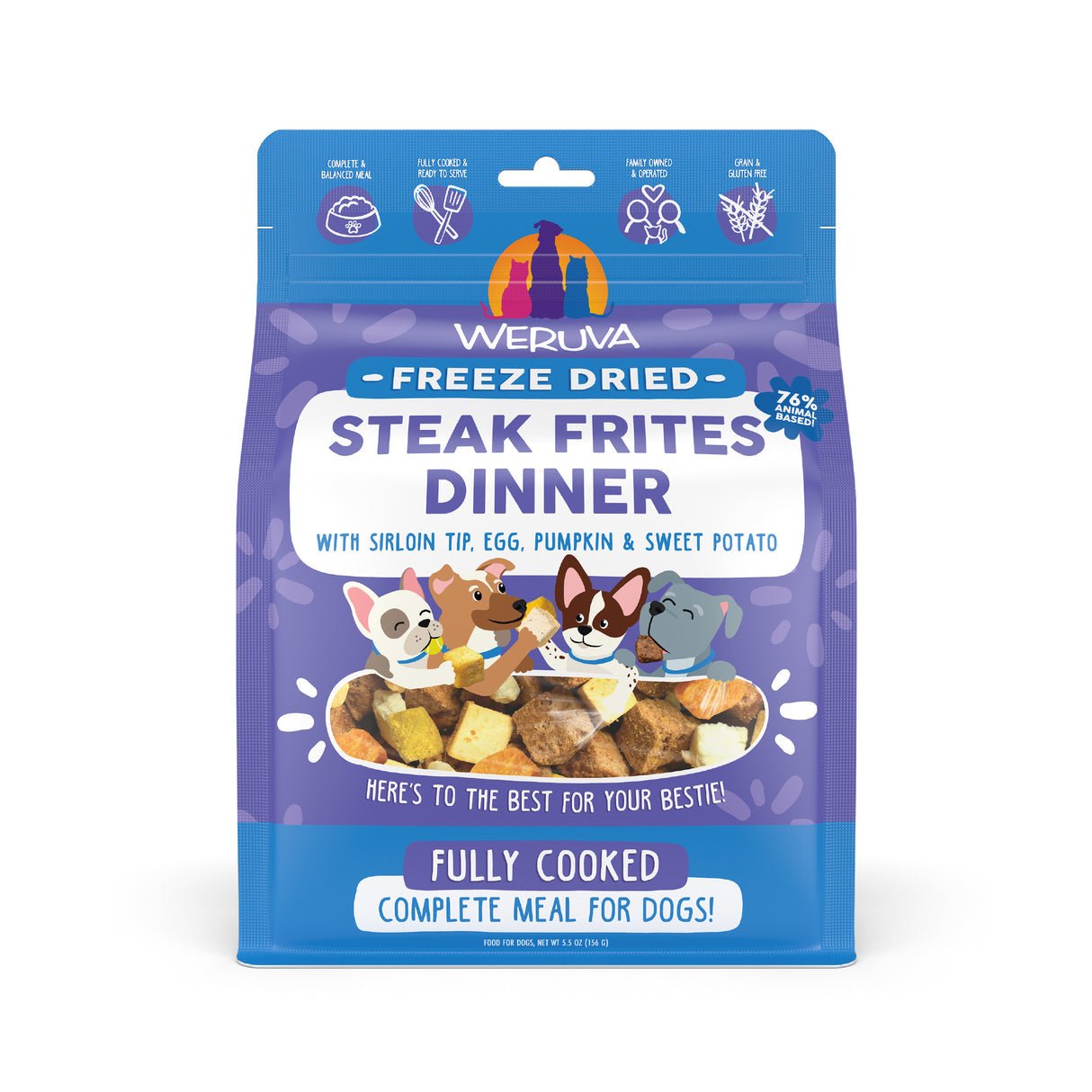 Weruva Freeze dried steak frites dinner with sirloin tip, egg pumpkin ...